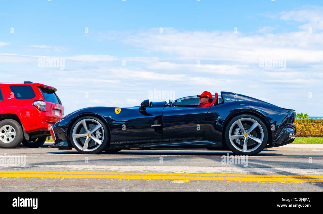 Palm Beach, Florida USA - March 21, 2021: ferrari monza sp1 car side on ...