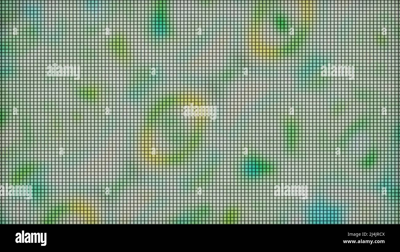 Pixel screen with image of moving color spots. Design. Effect of LCD ...
