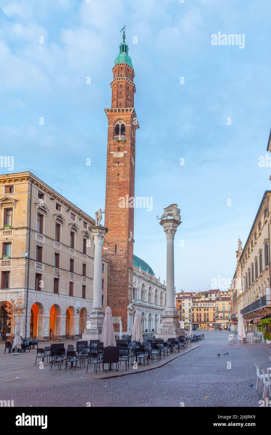 Sunrise over Basilica Palladiana at the Piazza dei Signori square in ...