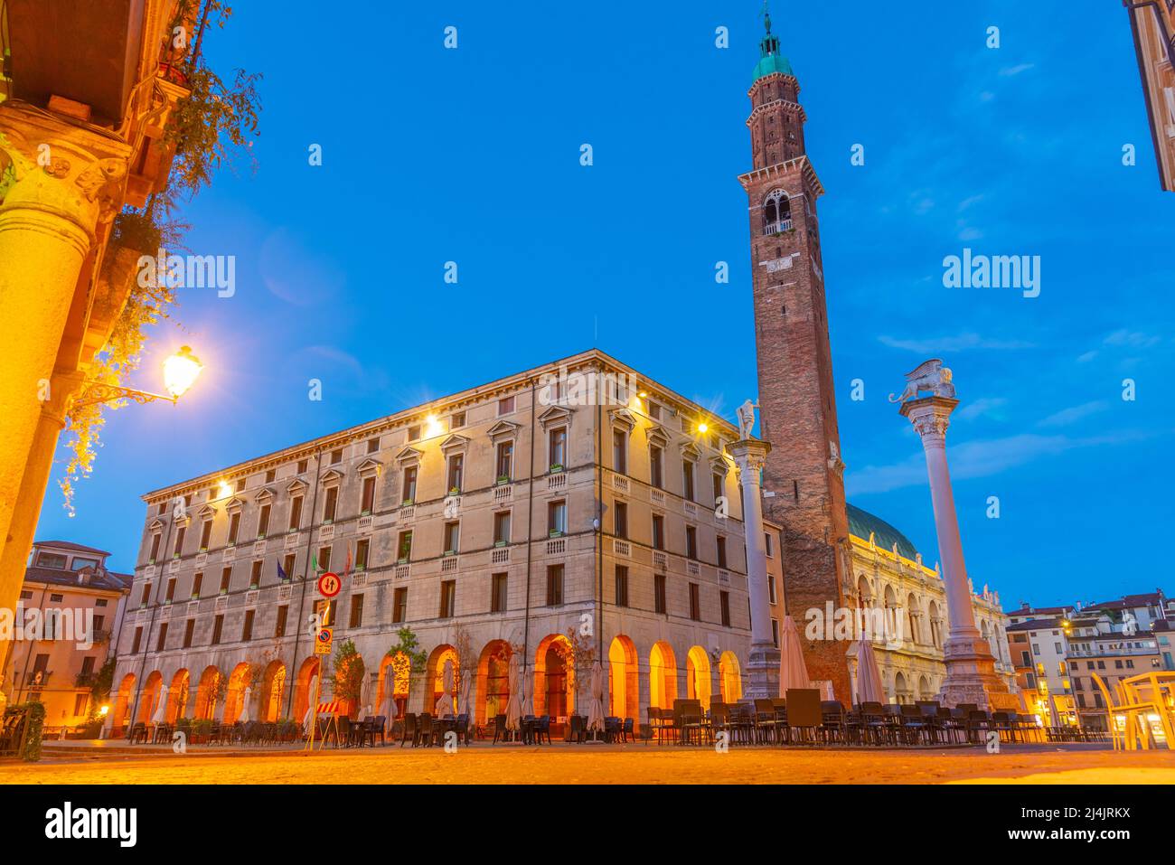 Sunrise over Basilica Palladiana at the Piazza dei Signori square in ...