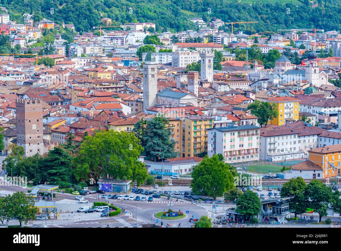 Aerial view of the old town of Italian city Trento Stock Photo - Alamy