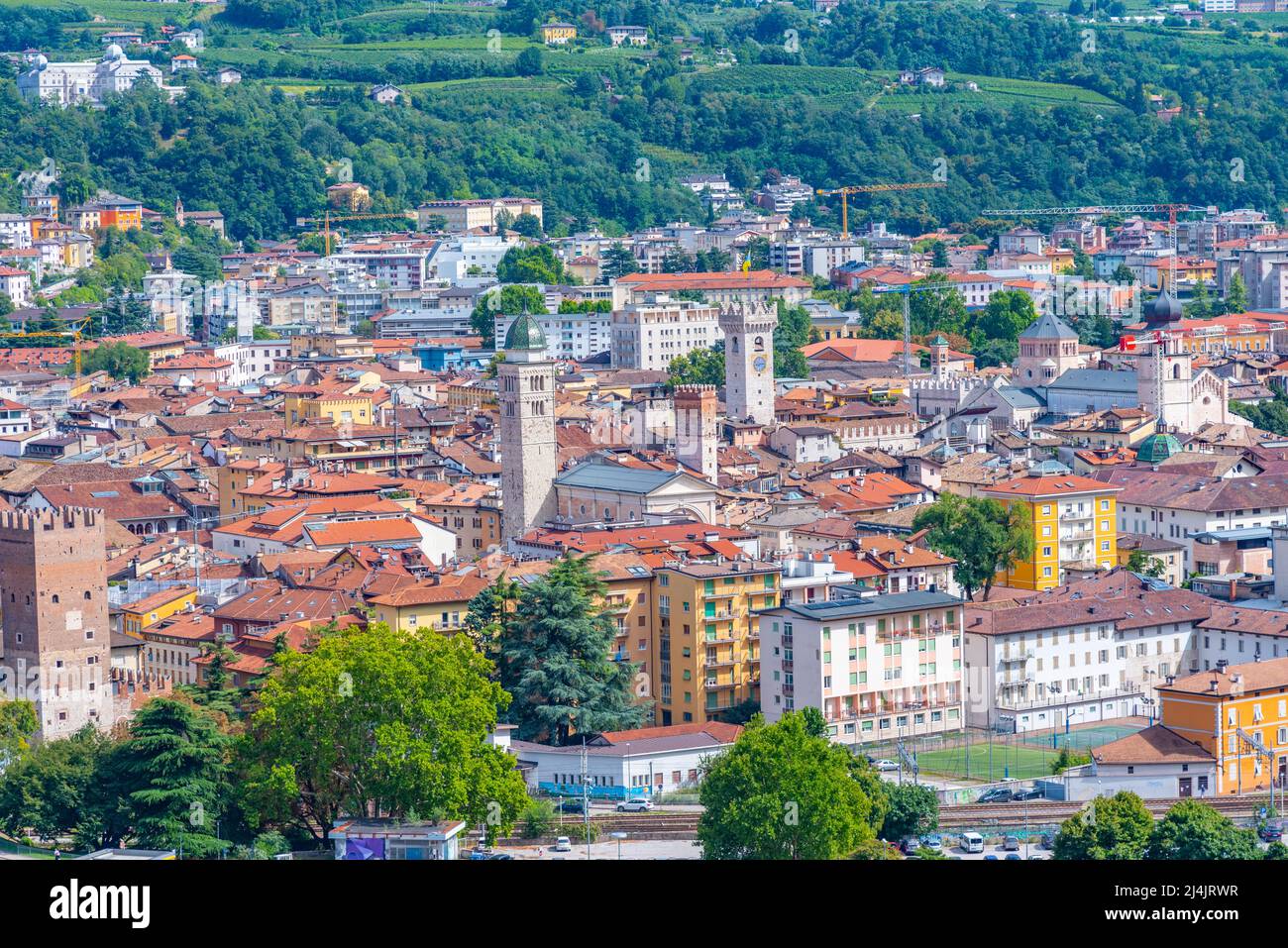 Aerial view of the old town of Italian city Trento Stock Photo - Alamy