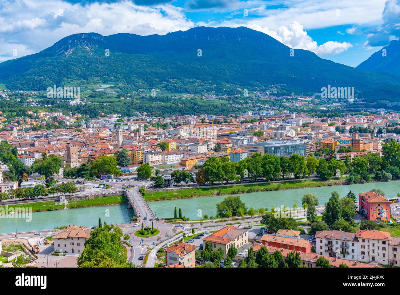 Panorama view of the old town of Italian city Trento Stock Photo - Alamy