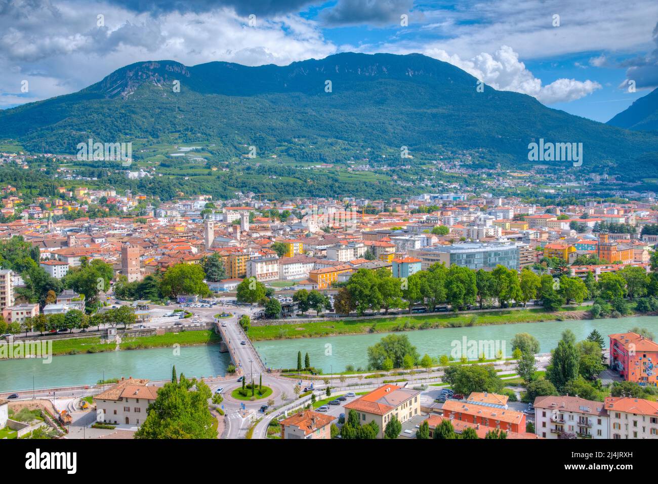 Panorama view of the old town of Italian city Trento Stock Photo - Alamy