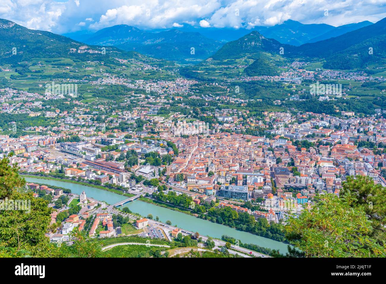 Panorama view of the old town of Italian city Trento Stock Photo - Alamy