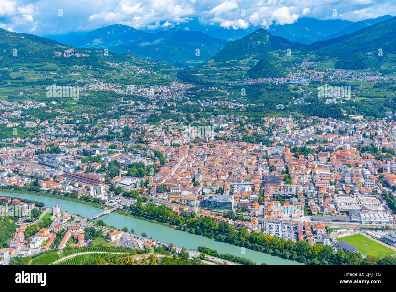 Panorama view of the old town of Italian city Trento Stock Photo - Alamy