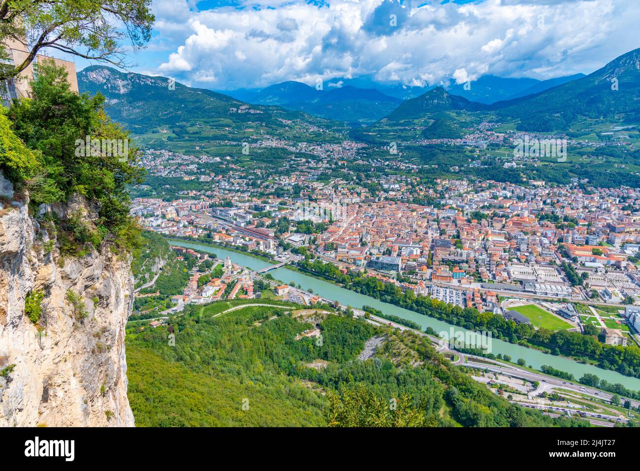 Panorama view of the old town of Italian city Trento Stock Photo - Alamy