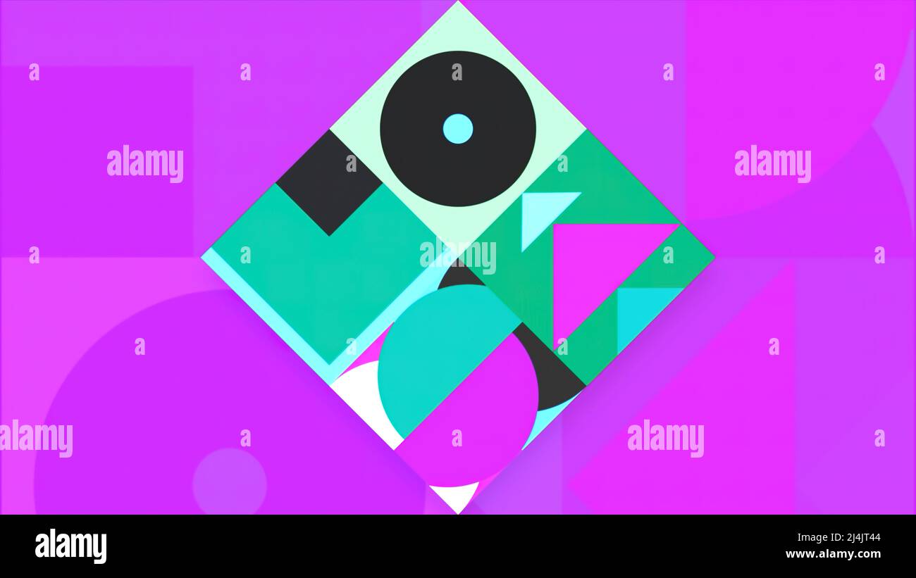 Colorful geometric design with moving figures. Motion. Bright moving ...