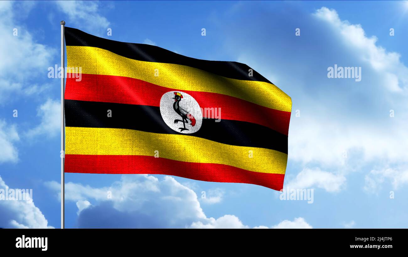 The national symbol of Uganda. Motion. A bright flag with black yellow ...