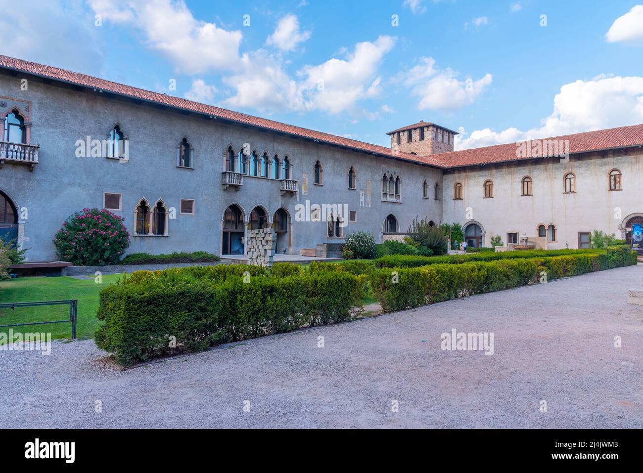 view of an inner courtyard of the castelvecchi in the italian city ...