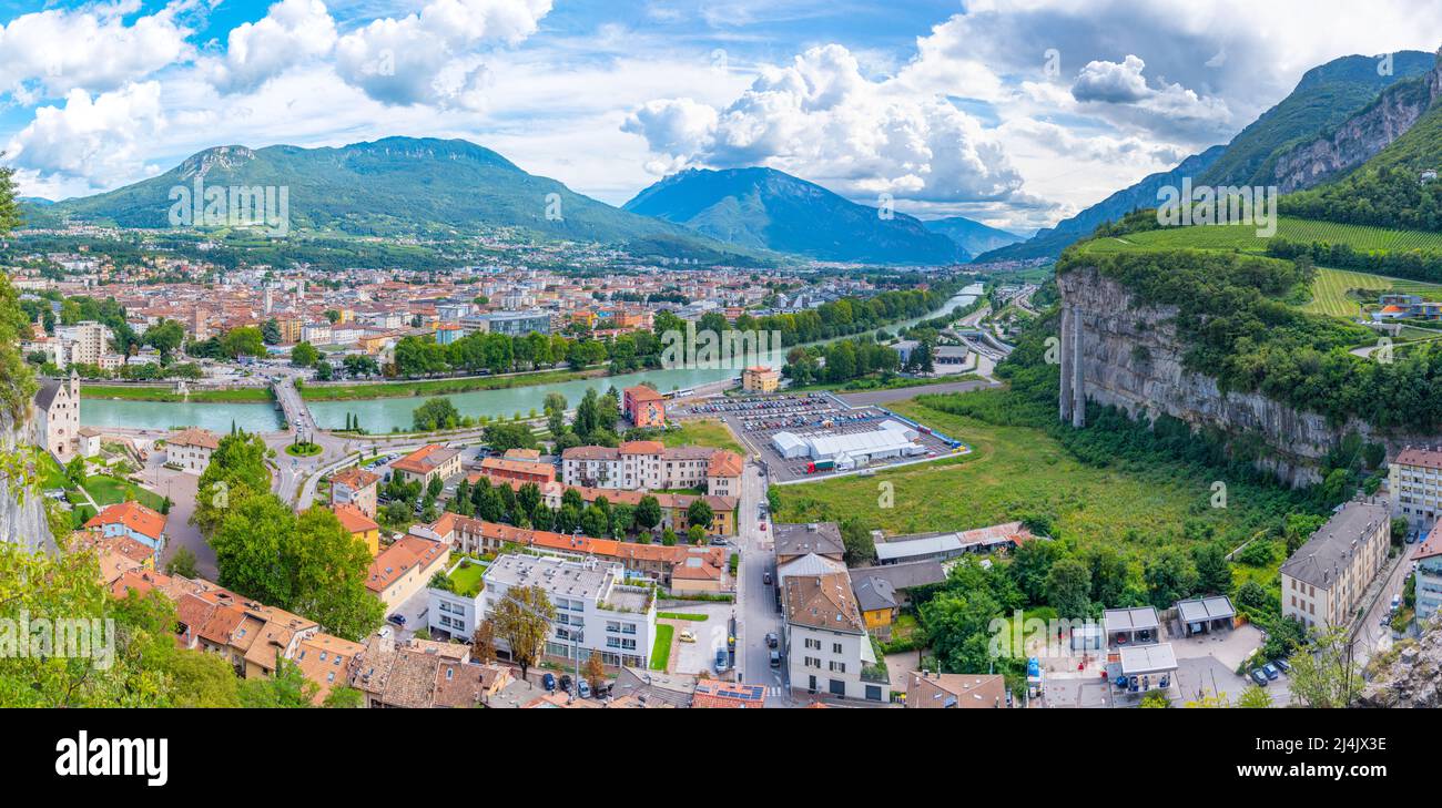 Panorama view of the old town of Italian city Trento Stock Photo - Alamy