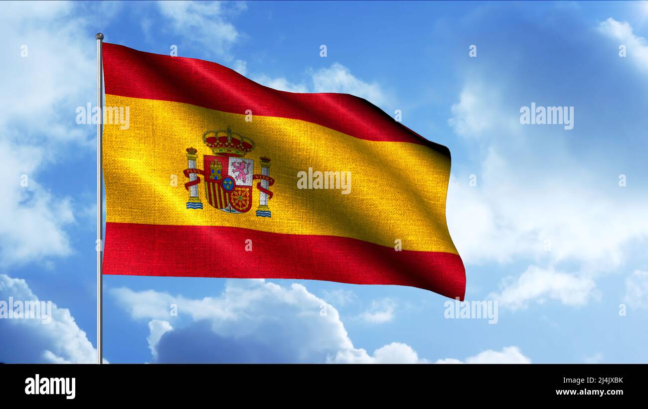 Spain flag wave loop waving hi-res stock photography and images - Alamy