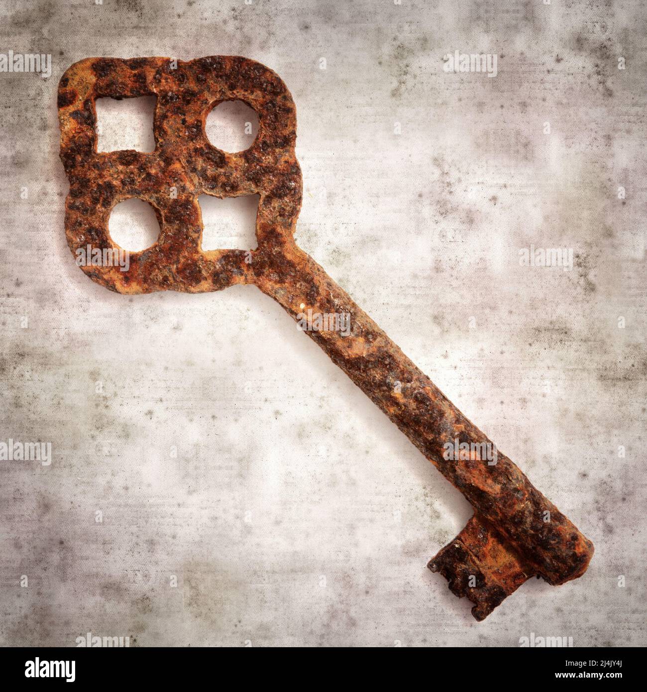 stylish textured old paper background with old rusty key Stock Photo ...
