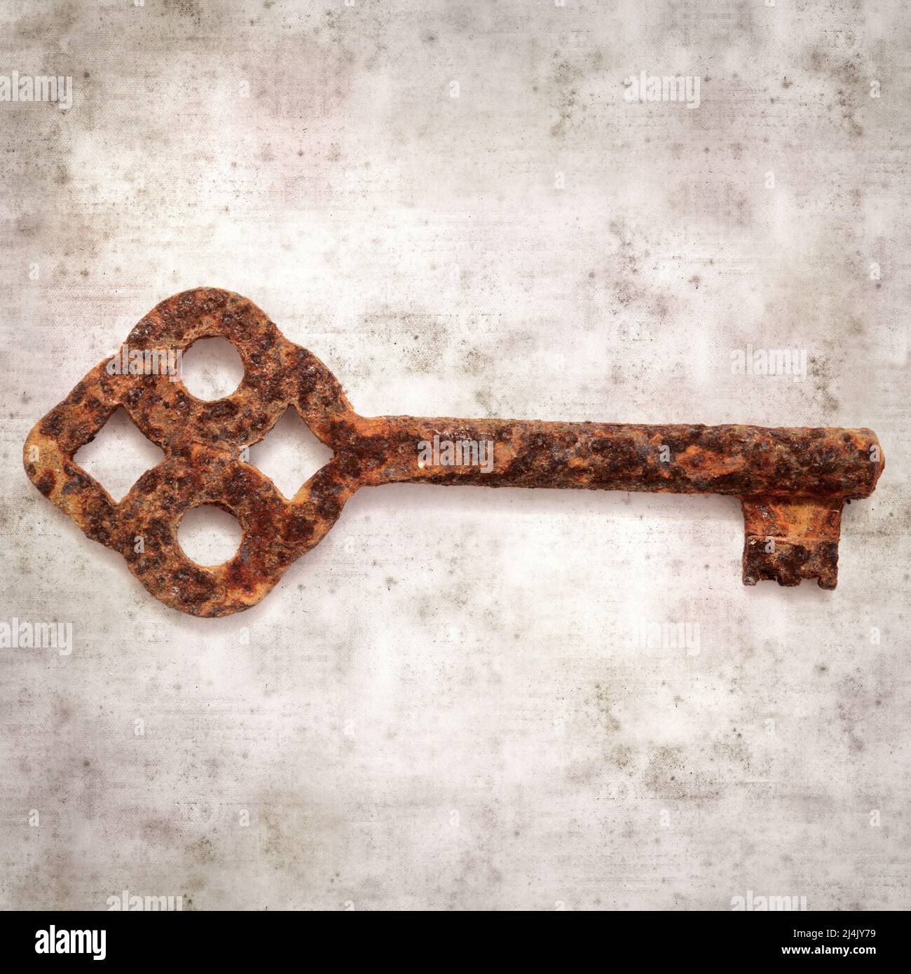 stylish textured old paper background with old rusty key Stock Photo ...