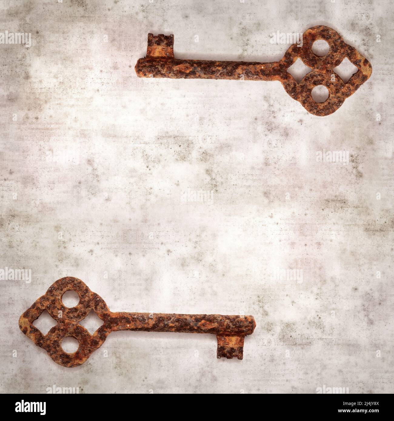 stylish textured old paper background with old rusty key Stock Photo ...