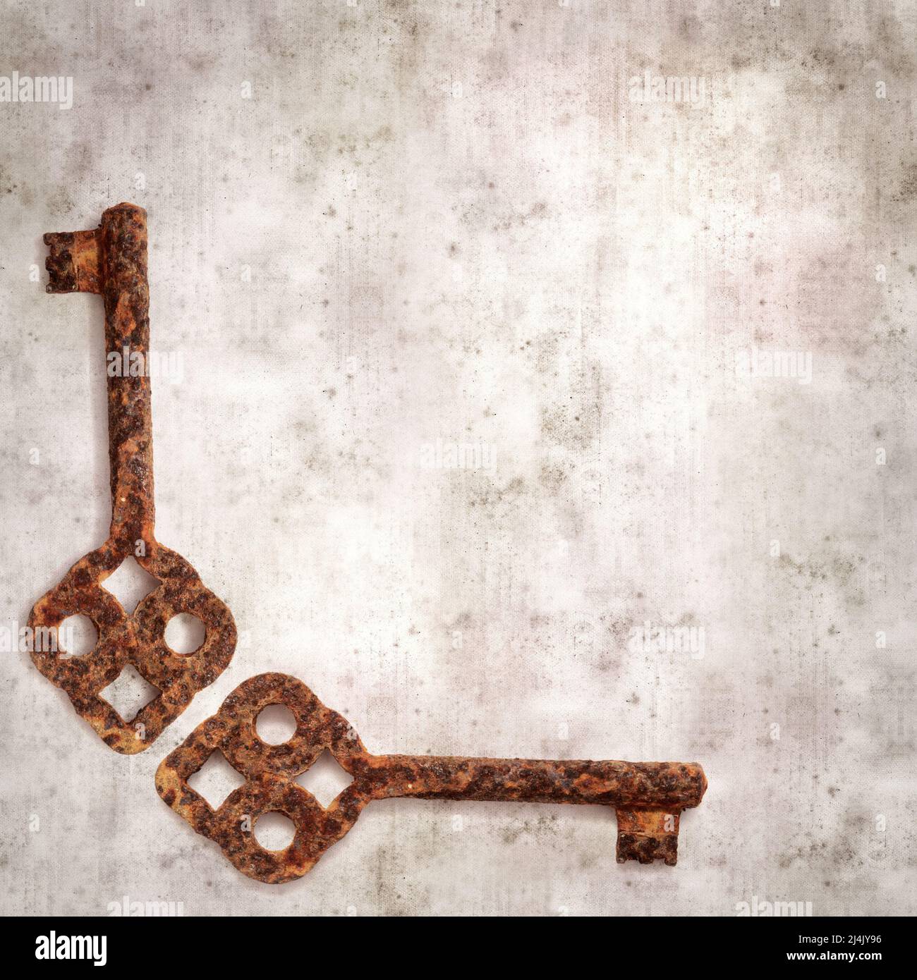 stylish textured old paper background with old rusty key Stock Photo ...
