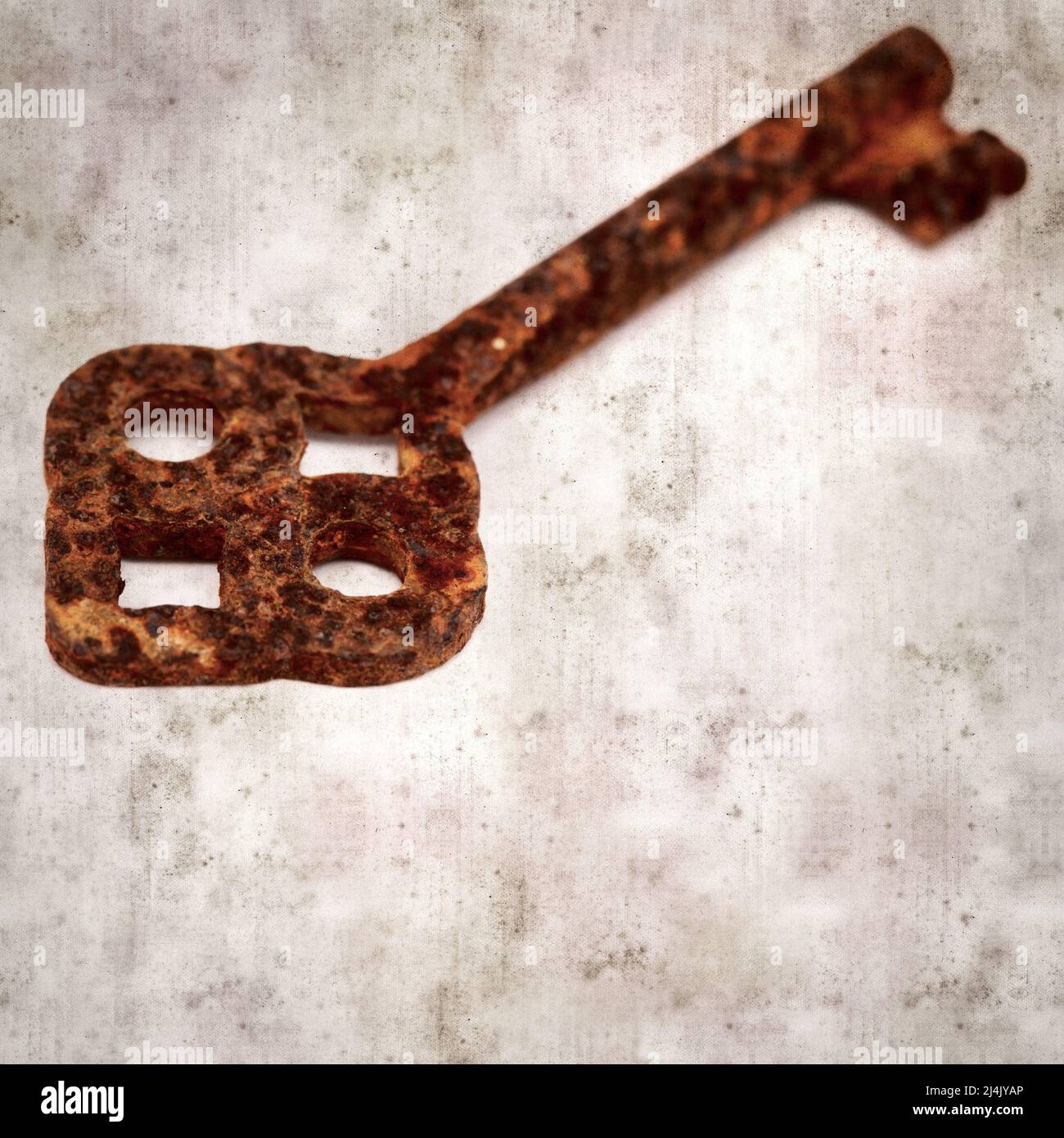 stylish textured old paper background with old rusty key Stock Photo ...