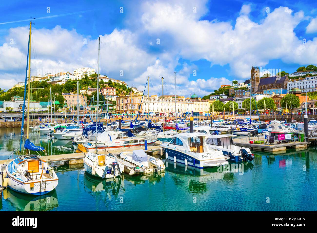 The seaside town of Torquay on the English Riviera in Devon England UK ...