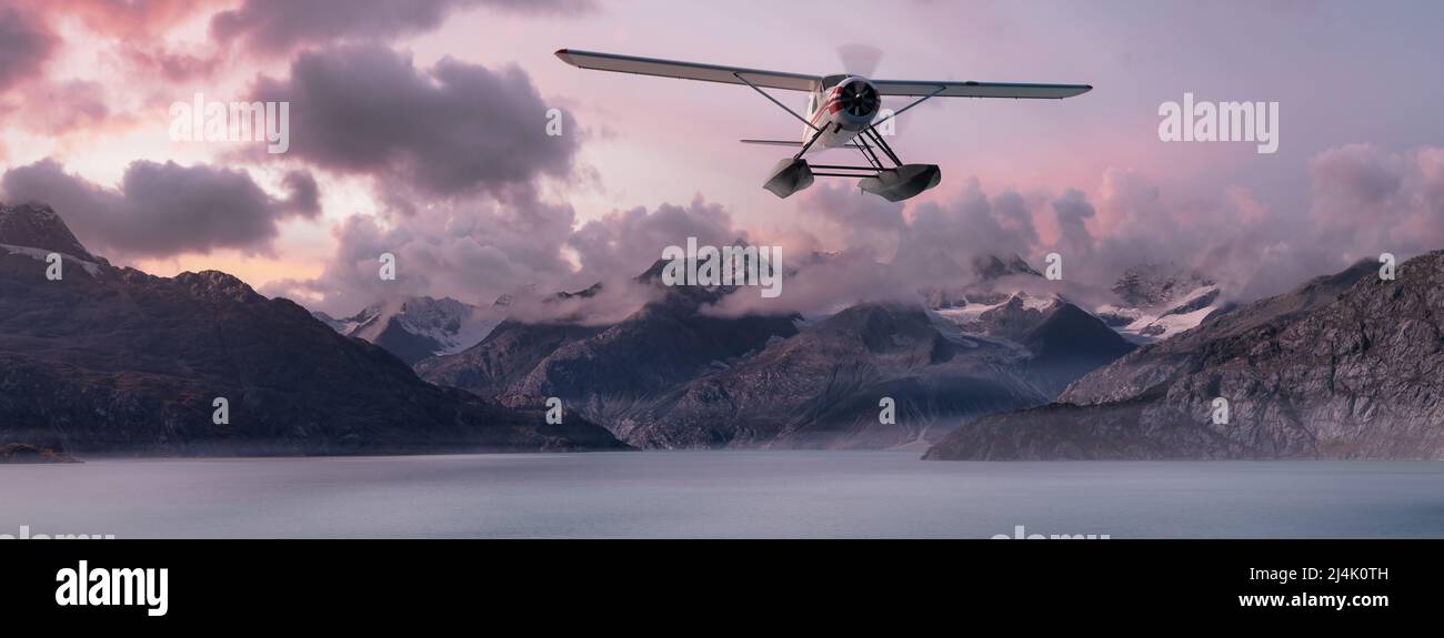 Seaplane Aircraft Flying over the Pacific Ocean Coast Stock Photo - Alamy
