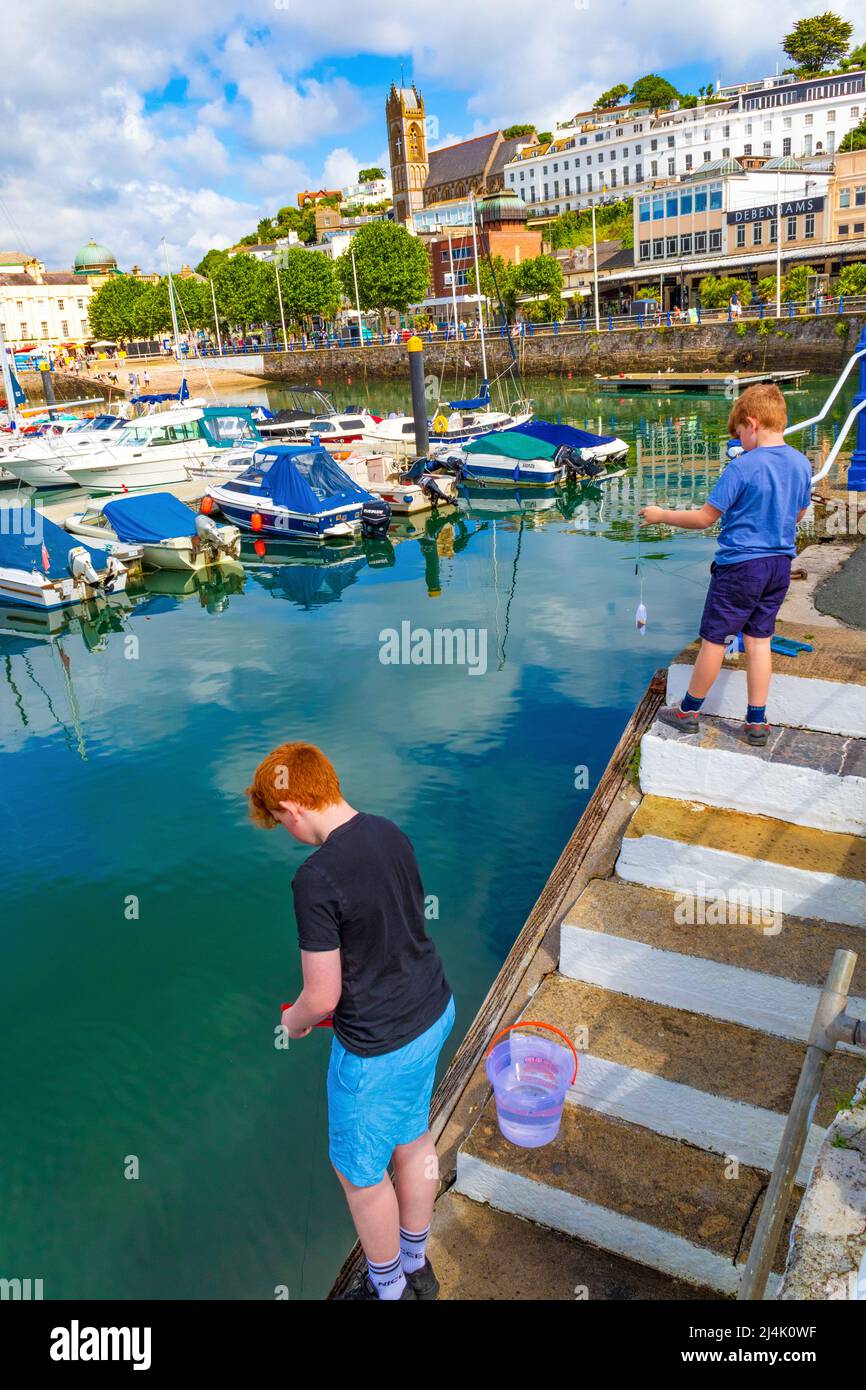 The seaside town of Torquay on the English Riviera in Devon England UK ...