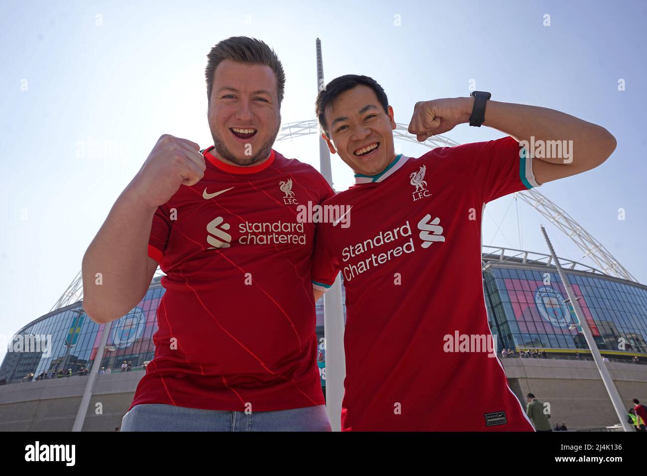 Liverpool fans show their support outside the ground before the ...