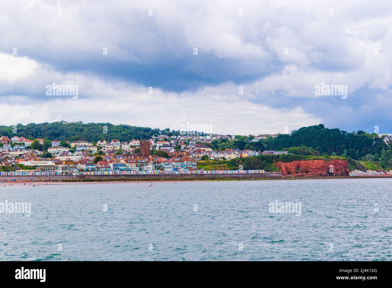 View of Paignton Beach-A long pier juts out from this popular, sandy ...