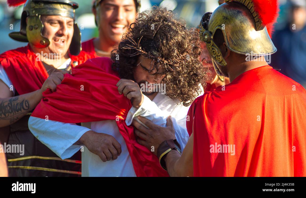 Bensalem, United States. 15th Apr, 2022. Juan Navarro portrays Jesus ...