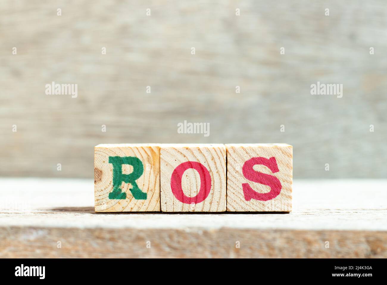 Alphabet letter block in word ROS (Abbreviation of return on sales) on ...