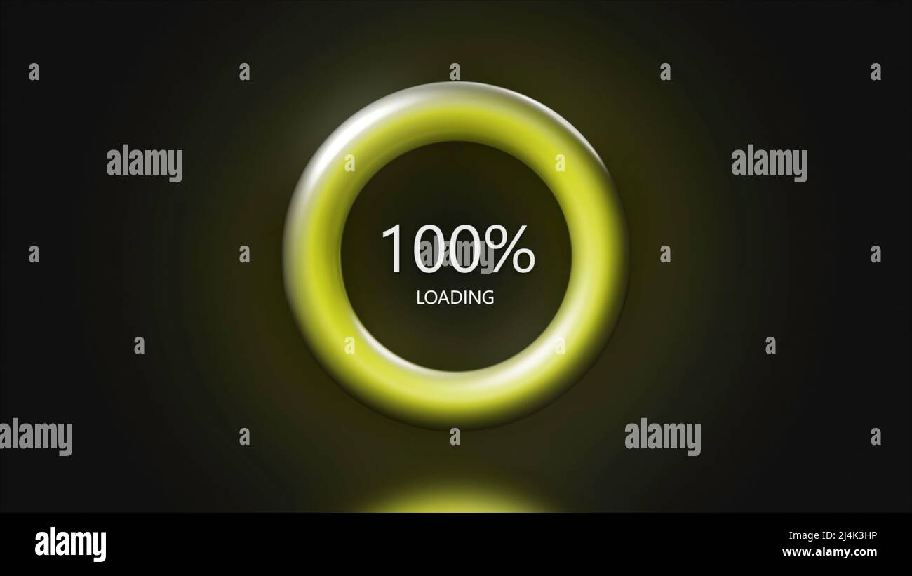 3D yellow pulsating loading bar with changing percentages. Creative ...