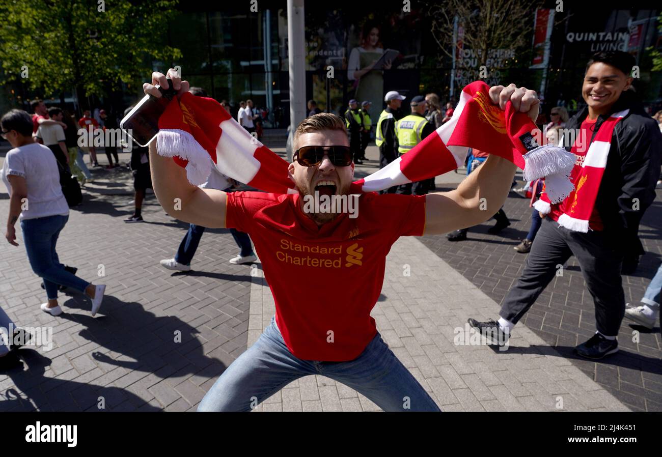 A Liverpool fan on Wembley Way before the Emirates FA Cup semi final ...