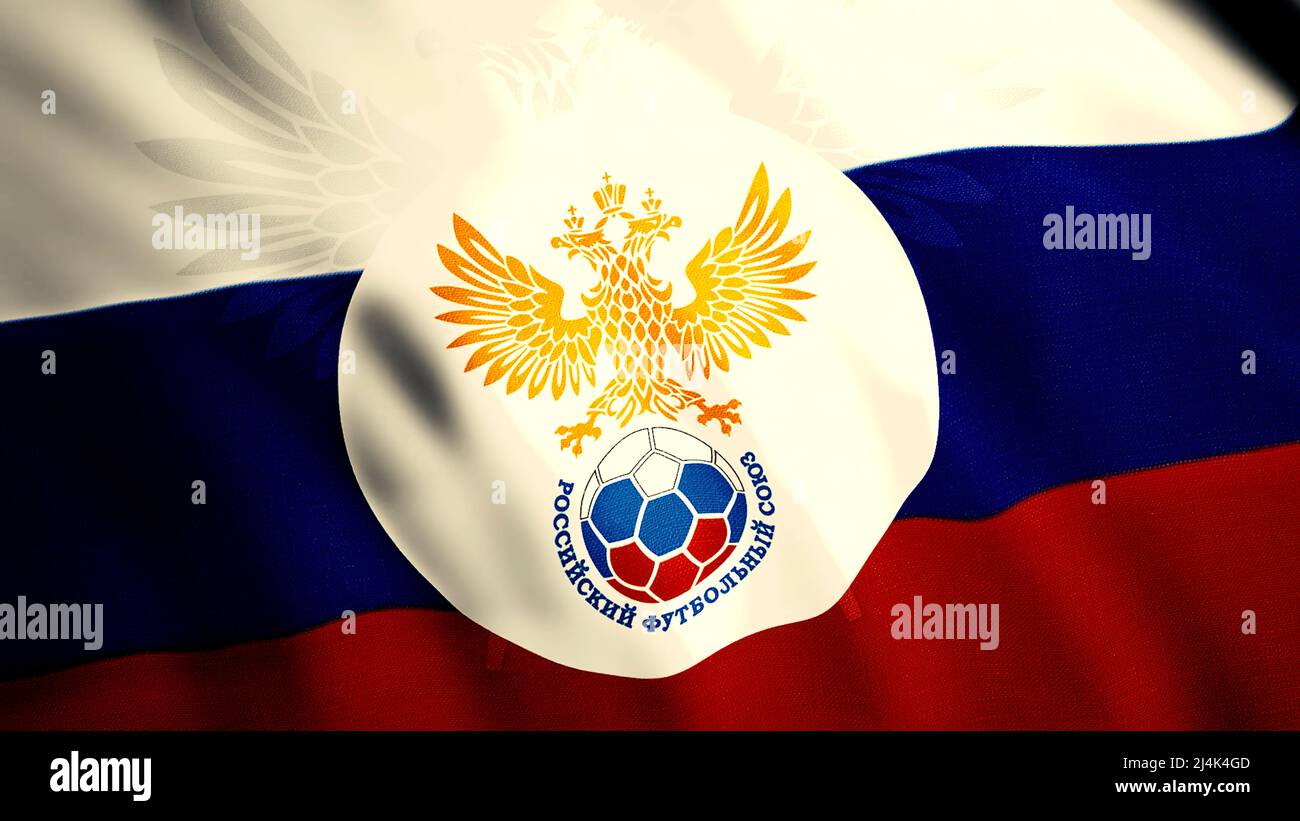 Abstract russian football union waving tricolour flag, seamless loop ...