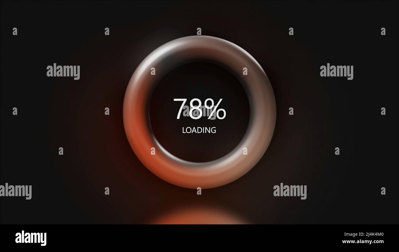 3D yellow pulsating loading bar with changing percentages. Creative ...