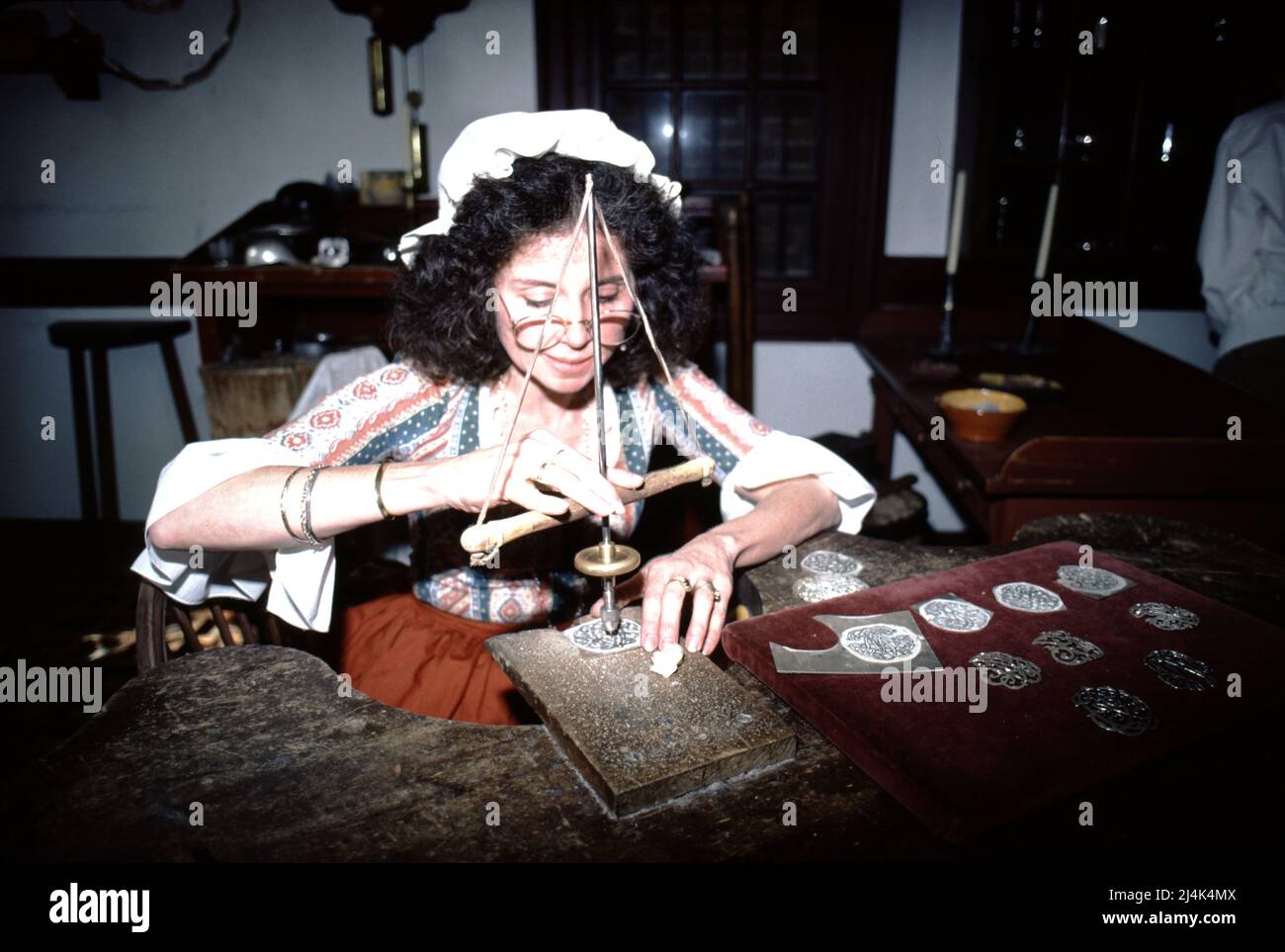 Williamsburg, VA. U.S.A. 9/1987. Master silversmith of Colonial ...