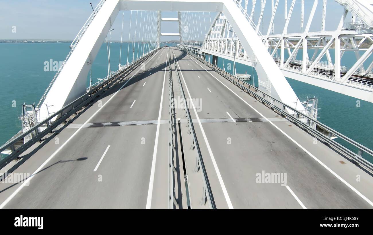 A huge bridge is a bird's-eye view. Action. A long new bridge built for ...