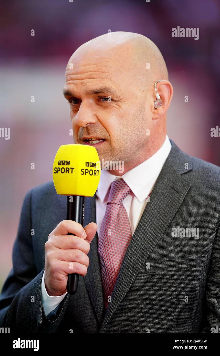 Presenter Danny Murphy prior to the Emirates FA Cup semi final match at ...