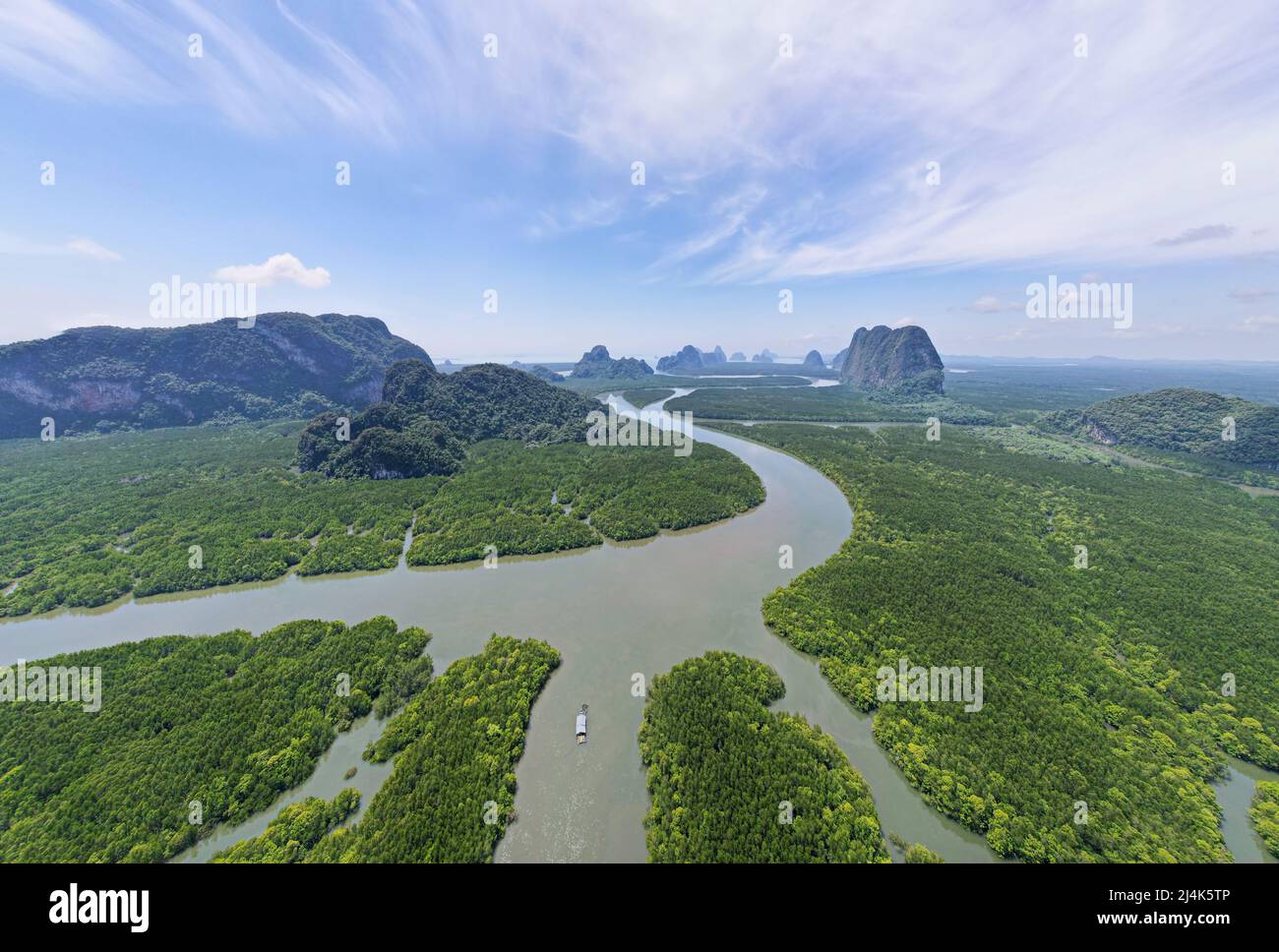 Aerial view drone shot of beautiful nature landscape forest in the ...