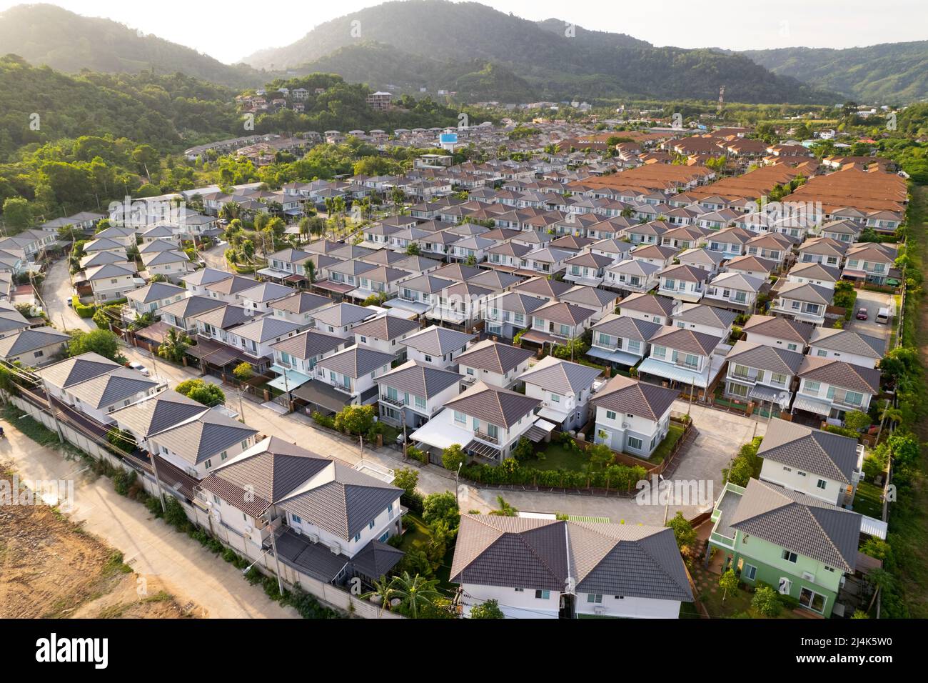 New development real estate. Aerial view of residential houses and ...