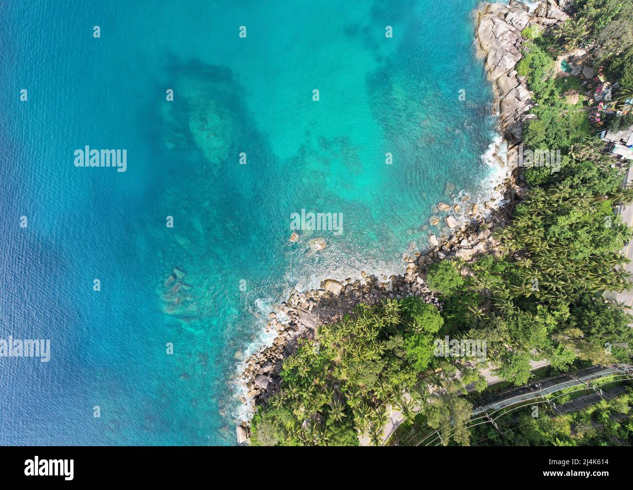 Amazing top view seashore Aerial view of Tropical sea in the beautiful ...