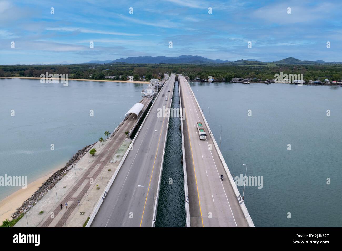 Aerial view of Sarasin bridge road transportation background concept ...