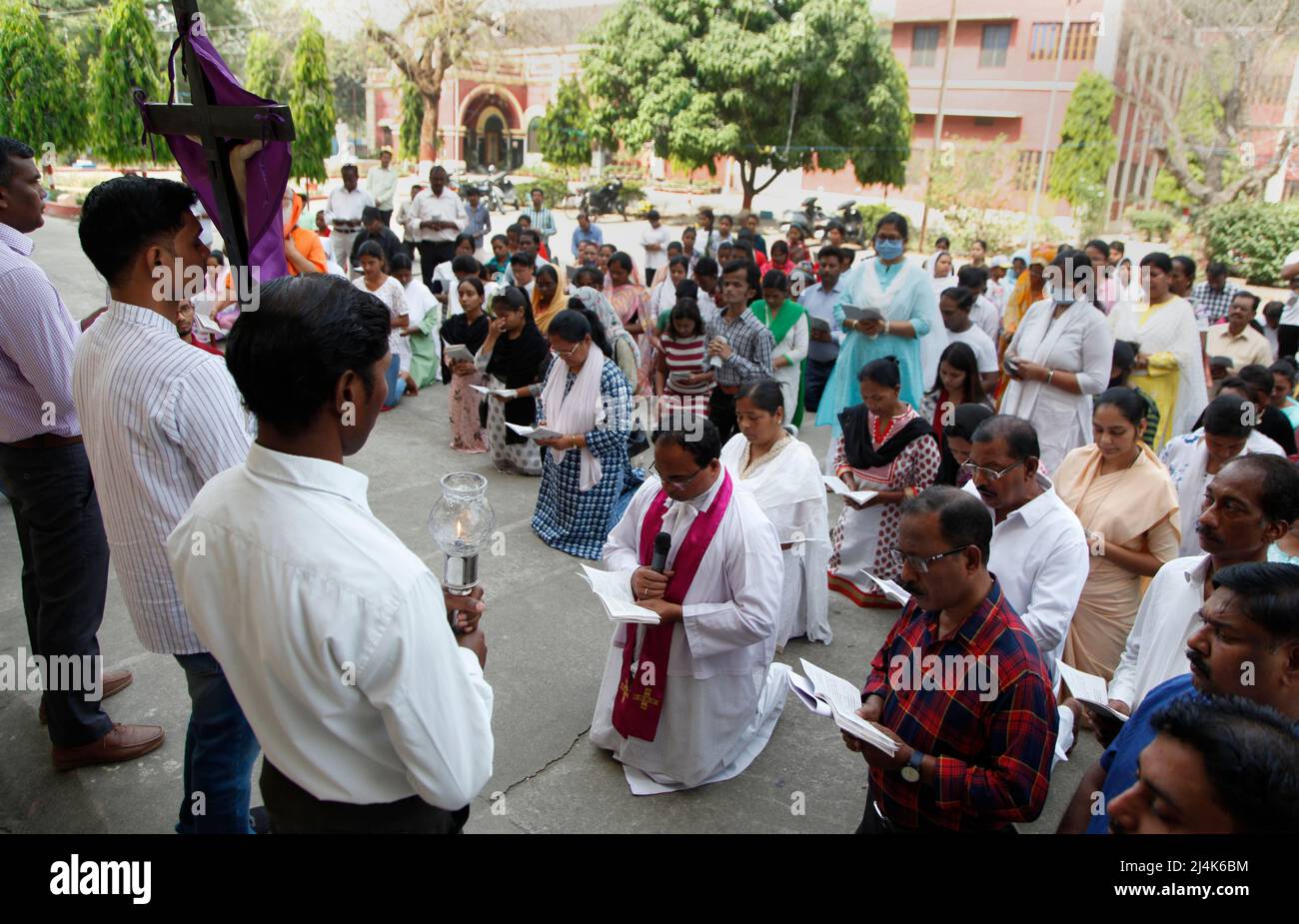 Indian Christian people take part in prayer and religious procession on ...