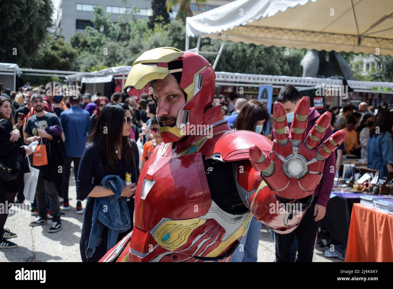 Athens, Greece, 16 April 2022. A visitor attends to the comic book fair ...