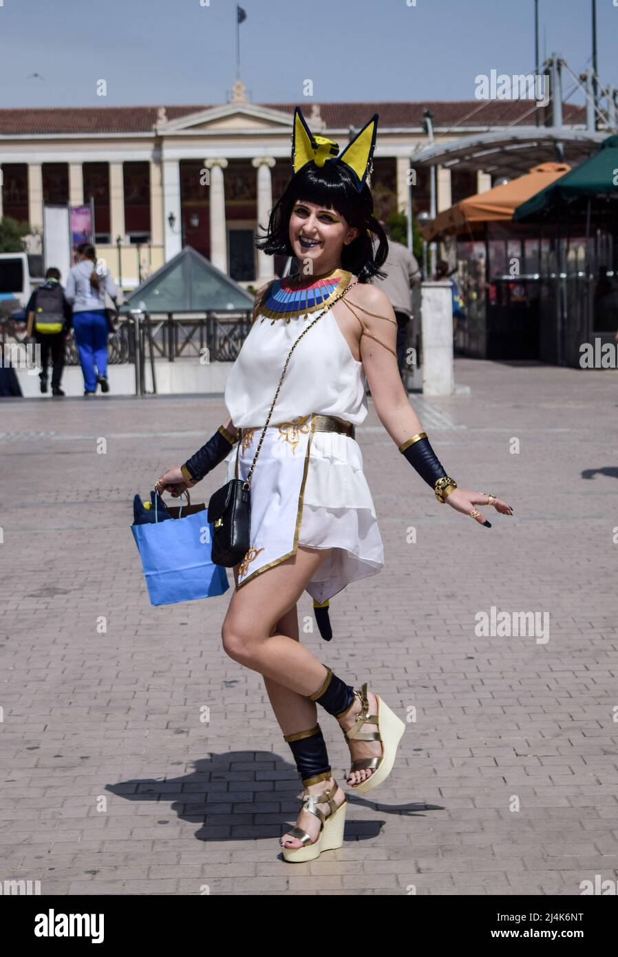 Athens, Greece, 16 April 2022. A visitor attends to the comic book fair ...