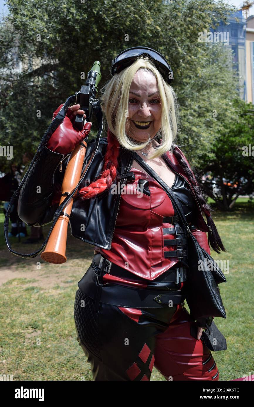 Athens, Greece, 16 April 2022. A visitor attends to the comic book fair ...