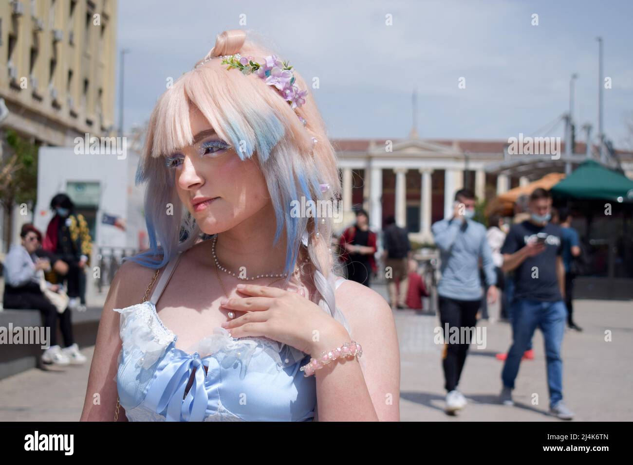 Athens, Greece, 16 April 2022. A visitor attends to the comic book fair ...