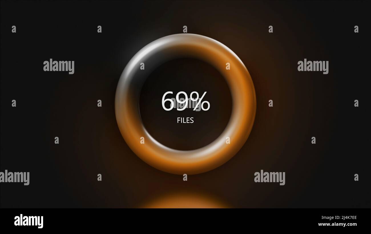 3D yellow pulsating loading bar with changing percentages. Creative ...