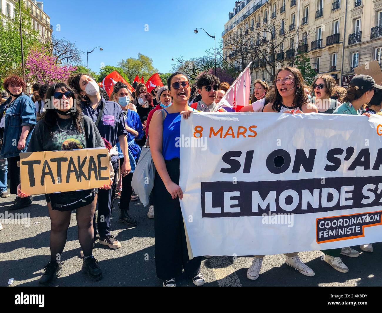Paris, France, Crowd People, Woman, French Feminists with Protest ...