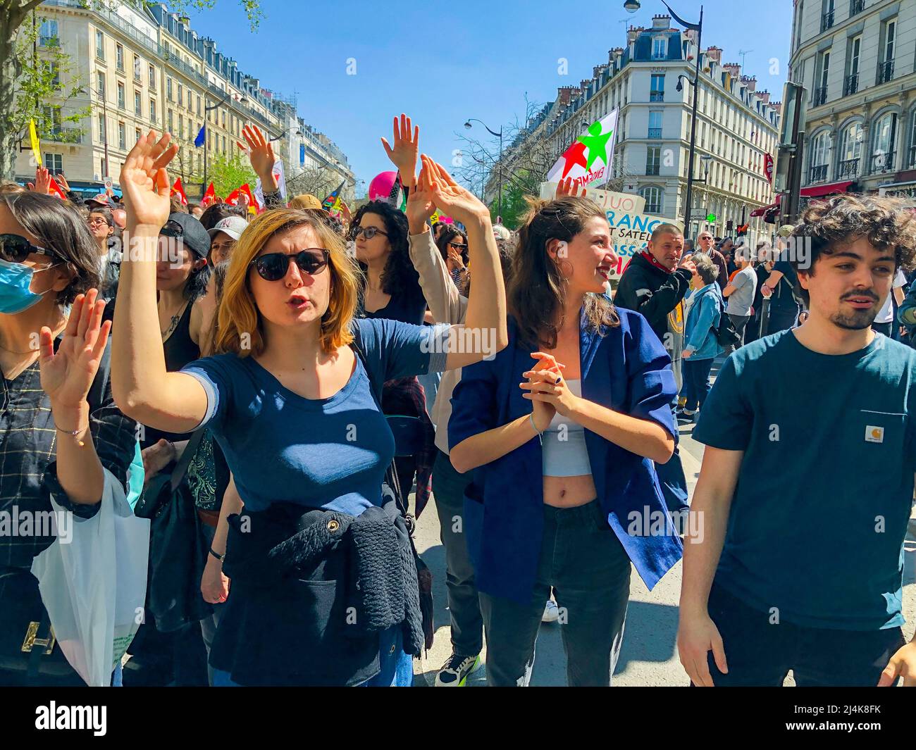 Paris, France, Large Crowd People Demonstrating at Anti-Extreme Right ...