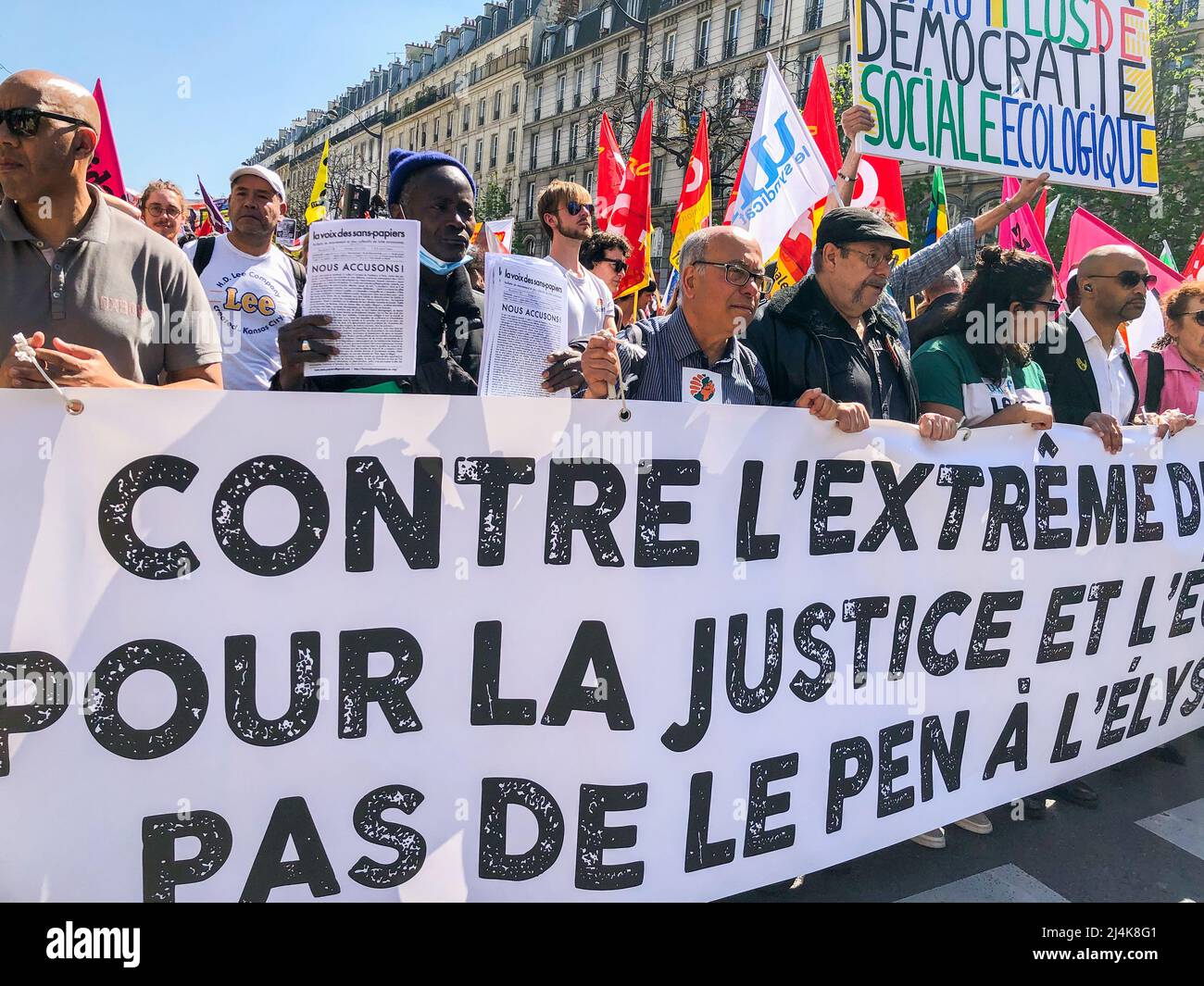 Paris, France, Large Crowd People Demonstrating at Anti-Extreme Right ...