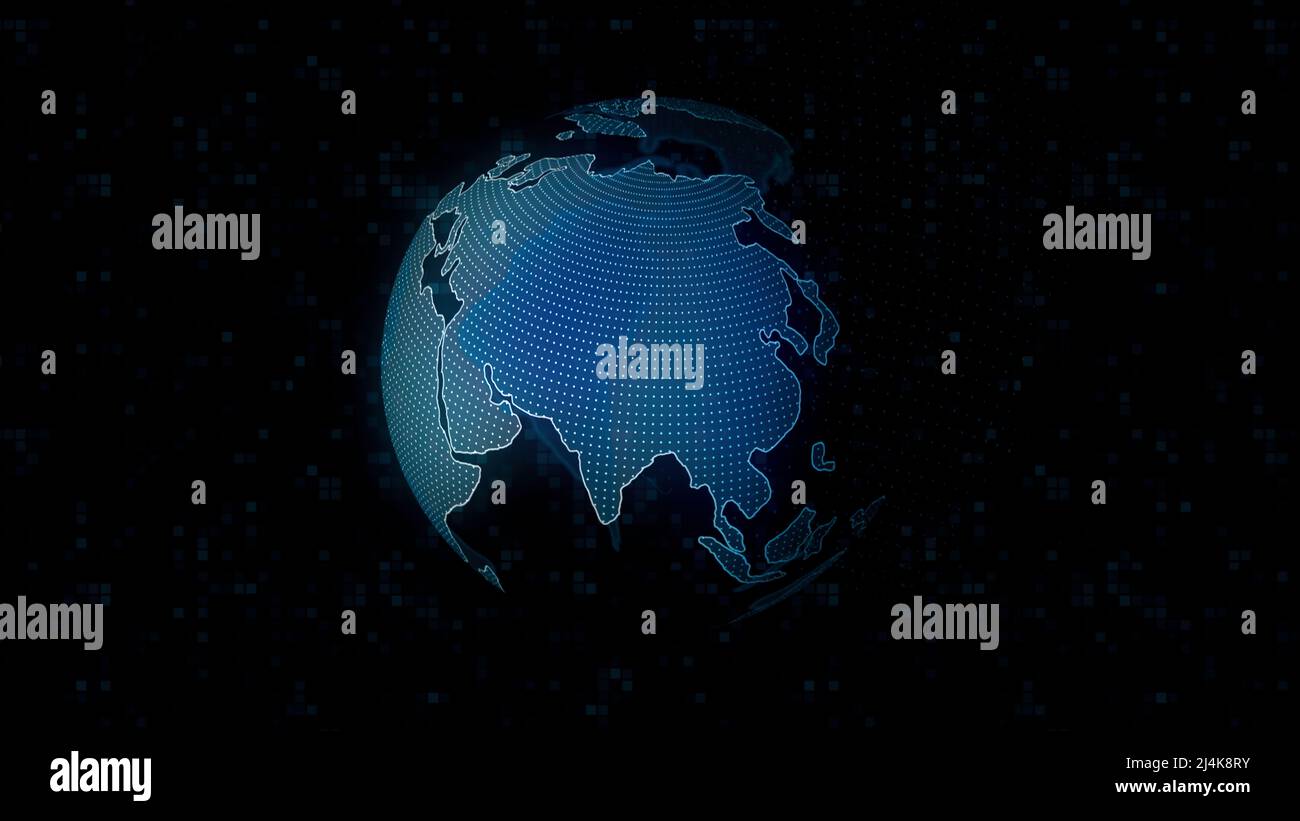 Abstract blue globe spinning in outer space. Motion. Animation with the ...