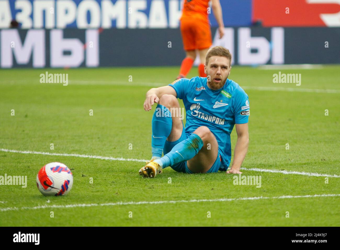 Saint Petersburg, Russia 16 April 2022: Football. Russian Premier League 2021-2022. Zenit FC FC ...